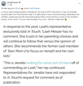 Leah Messer Responds After Her Former ‘Teen Mom 2’ Co-Star Jenelle ...